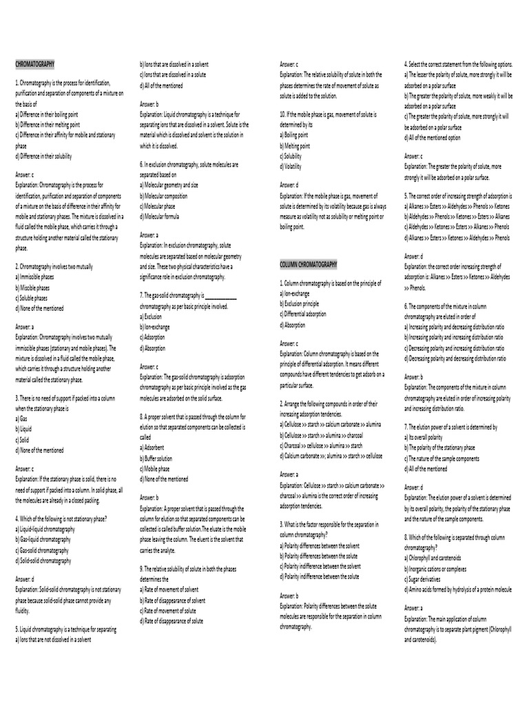 AOChem Sanfoundry Compiled | PDF | Chromatography | Elution
