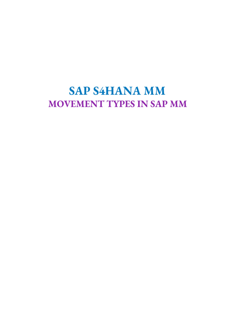SAP S4HANA MM (Movement Types in SAP MM) | PDF | Receipt | Delivery ...
