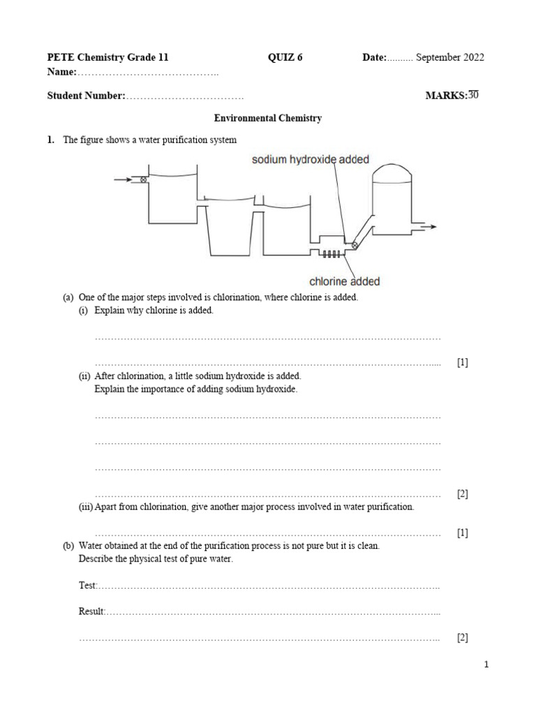 Grade 11 Environmental Chemistry Quiz | PDF | Industrial Processes ...