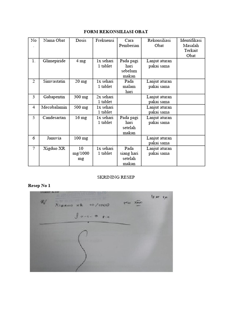 Form Rekonsiliasi Obat | PDF