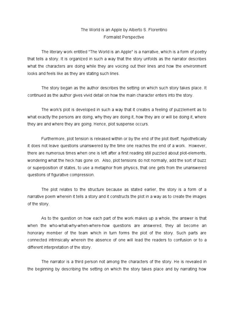 The World is an Apple | Plot (Narrative) | Narration