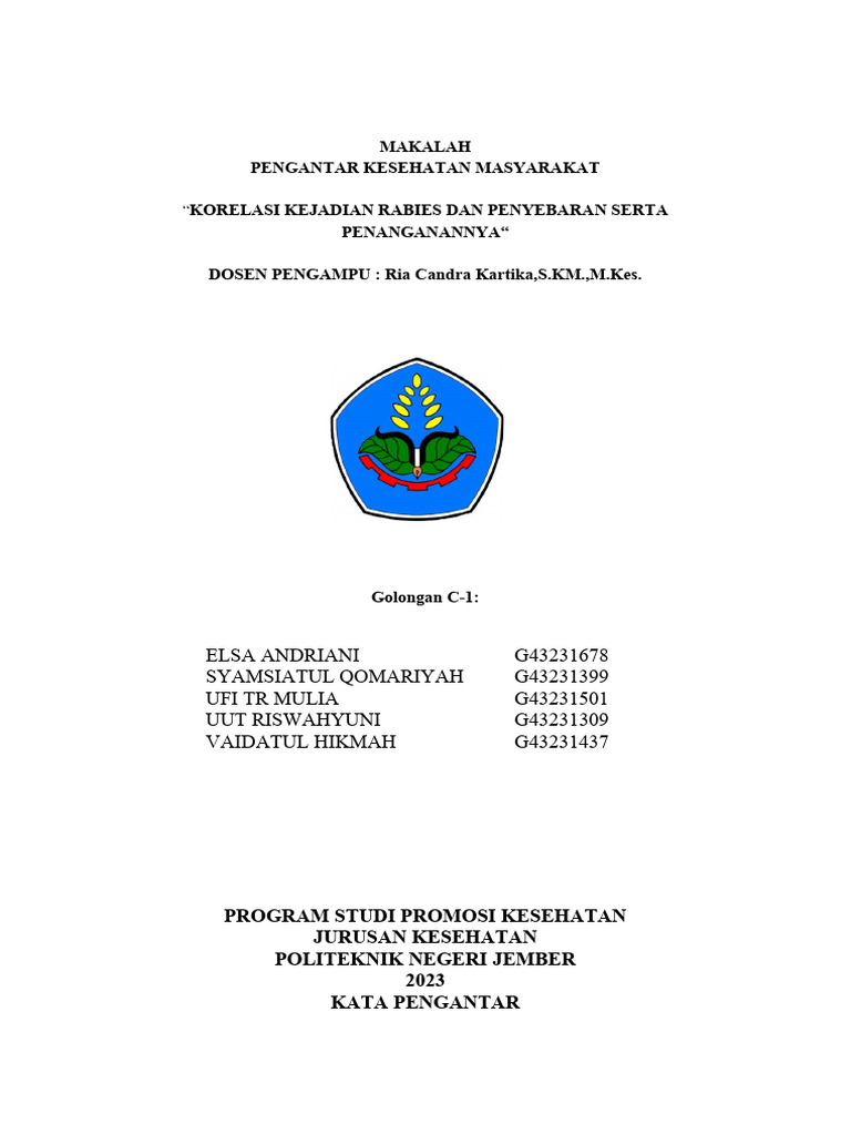 Makalah Penyuluhan Rabies Gol C K 1 | PDF