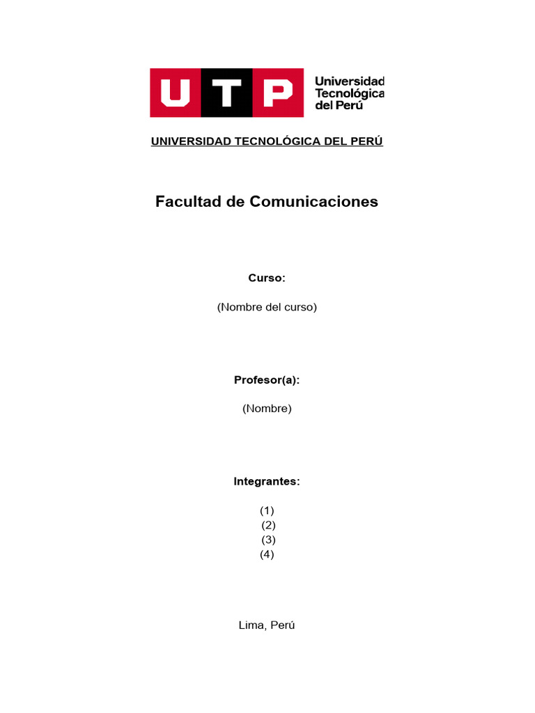 Formato carátula trabajos utp | PDF