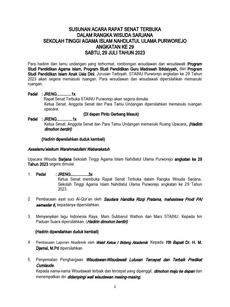 Teks MC Wisuda | PDF