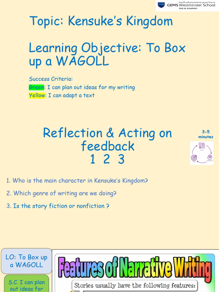 Kensuke's Kingdom: Writing WAGOLL Guide | PDF