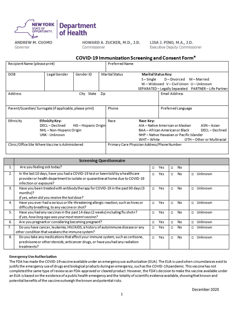 FINAL COVID-19 Vaccine Consent Form Inc. FDA Eua and ACIP 12.13.2020 ...