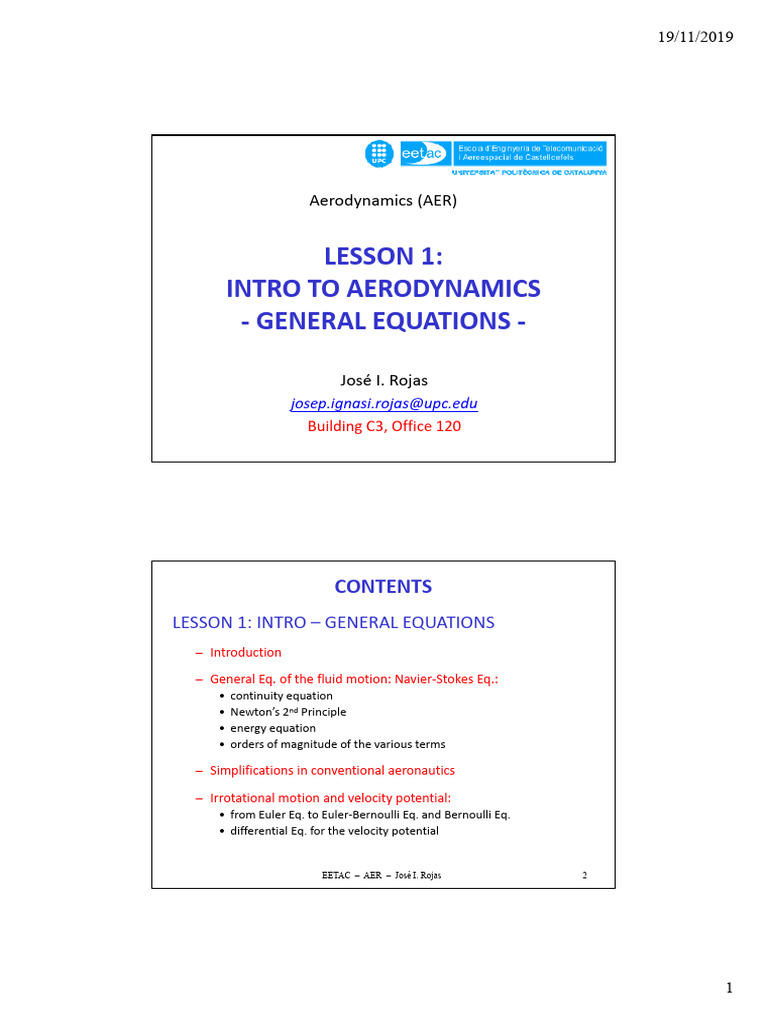 Aerodynamics: General Equations Overview | PDF | Science & Mathematics
