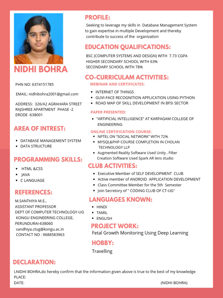 Nidhi's Resume | PDF | Computer Programming | Computing