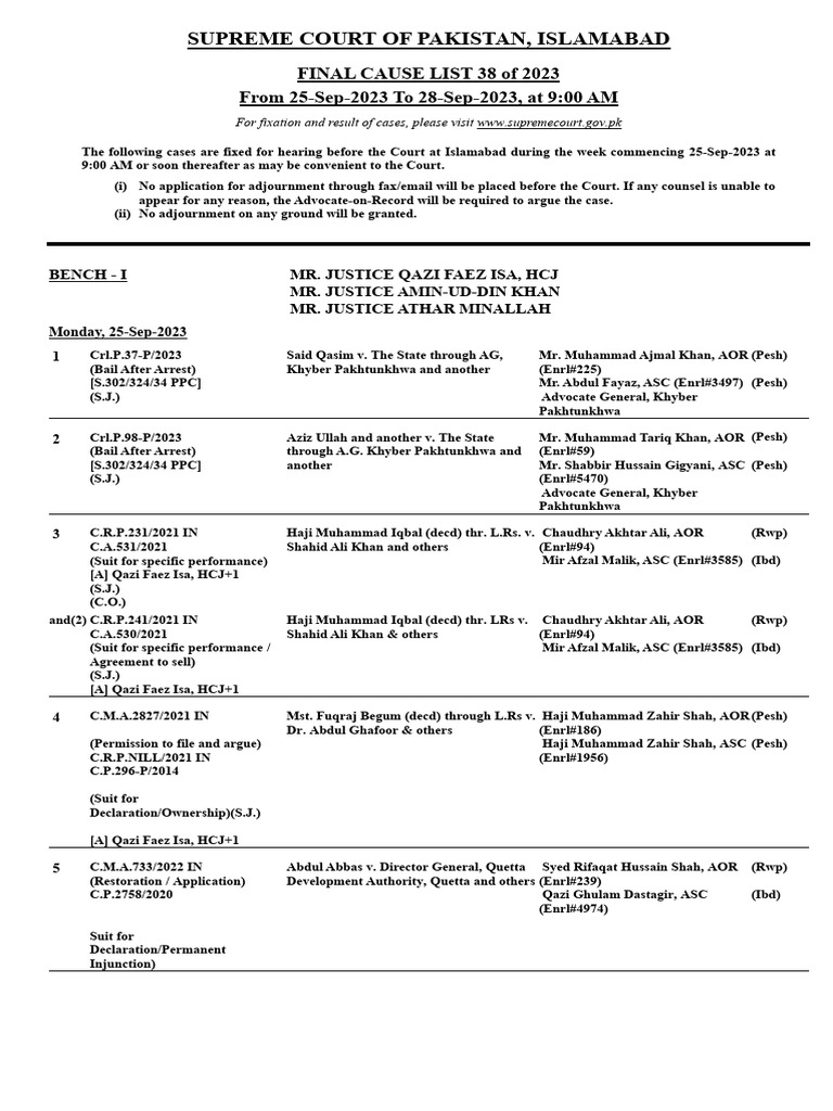 FCL 38 25sep2023 28sep2023 Revised 23092023 | PDF | Khyber Pakhtunkhwa | Pakistan