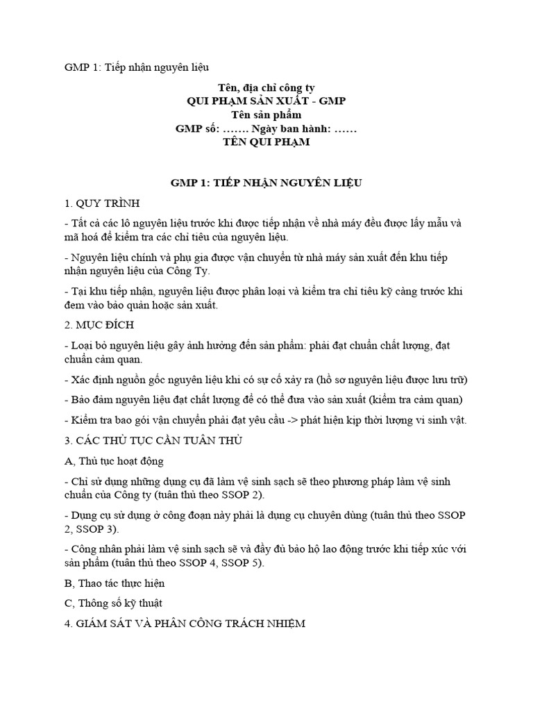 Tên, địa chỉ công ty Qui Phạm Sản Xuất - Gmp Tên sản phẩm GMP số ...