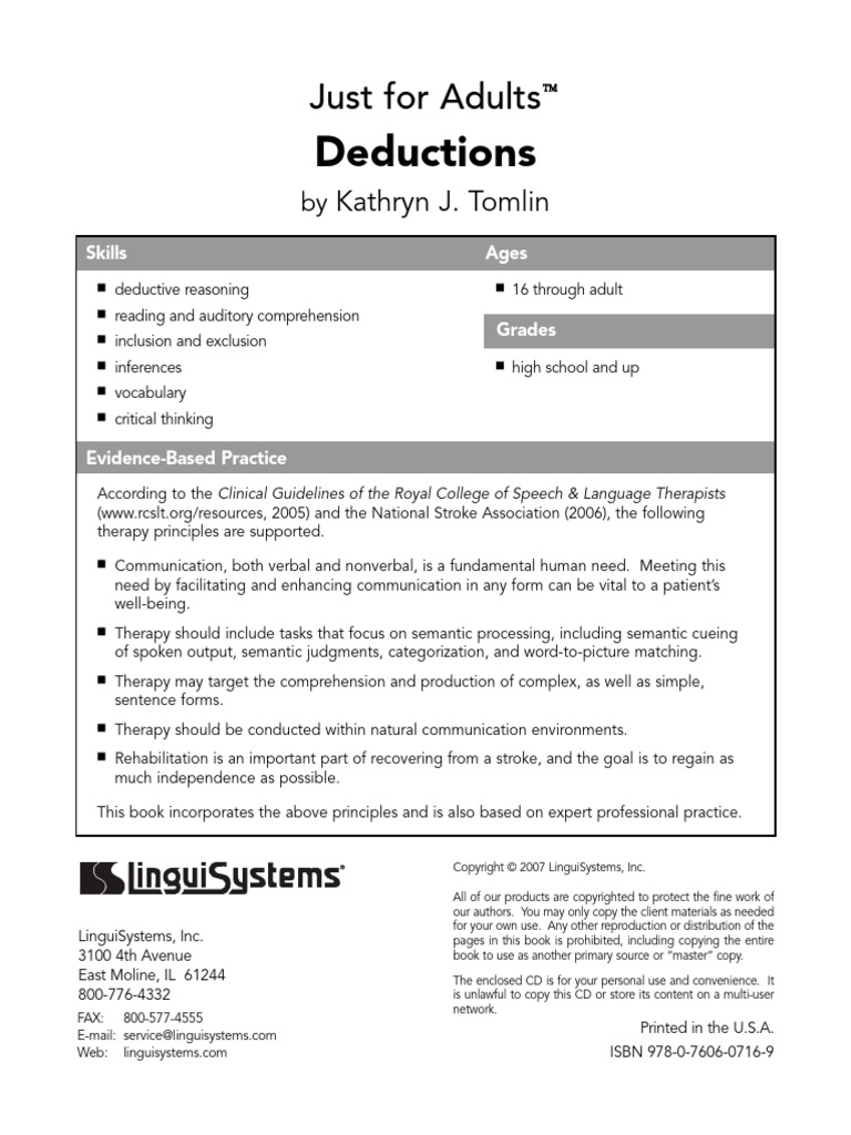 Just For Adults Deductions | PDF