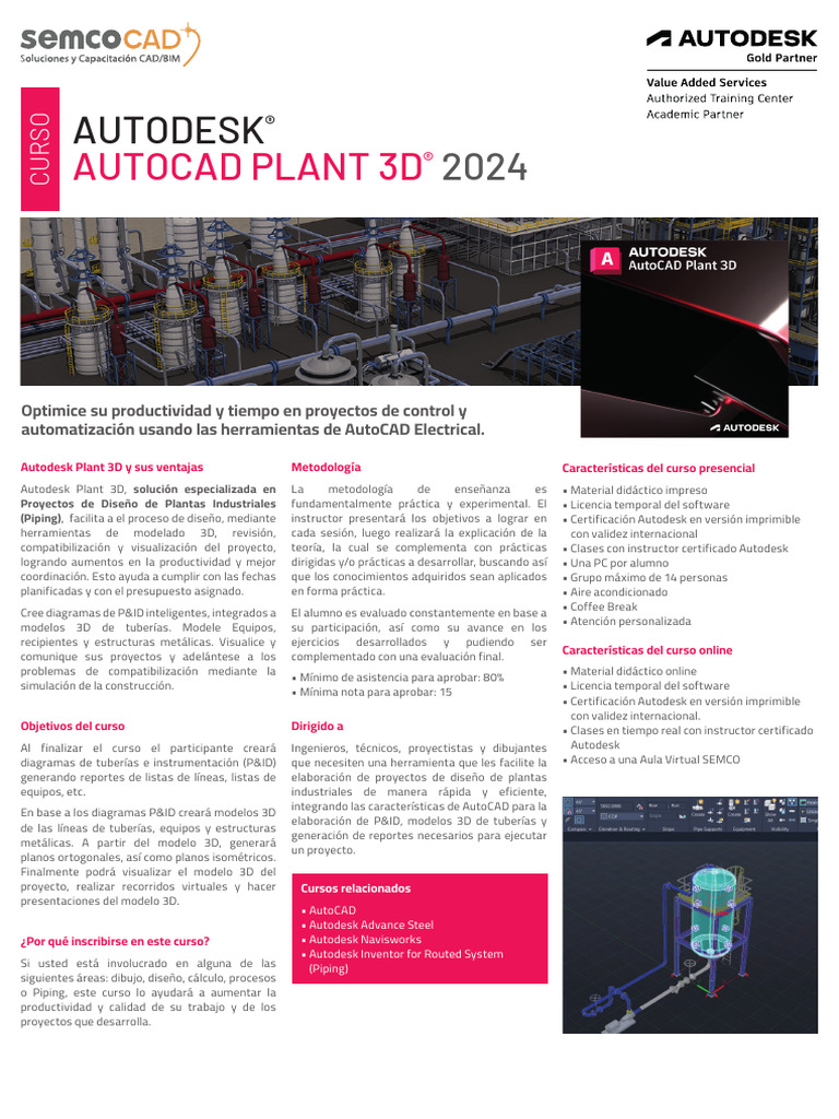 Brochure 2024 Autocad Plant 3D | PDF | Cad automático | Autodesk