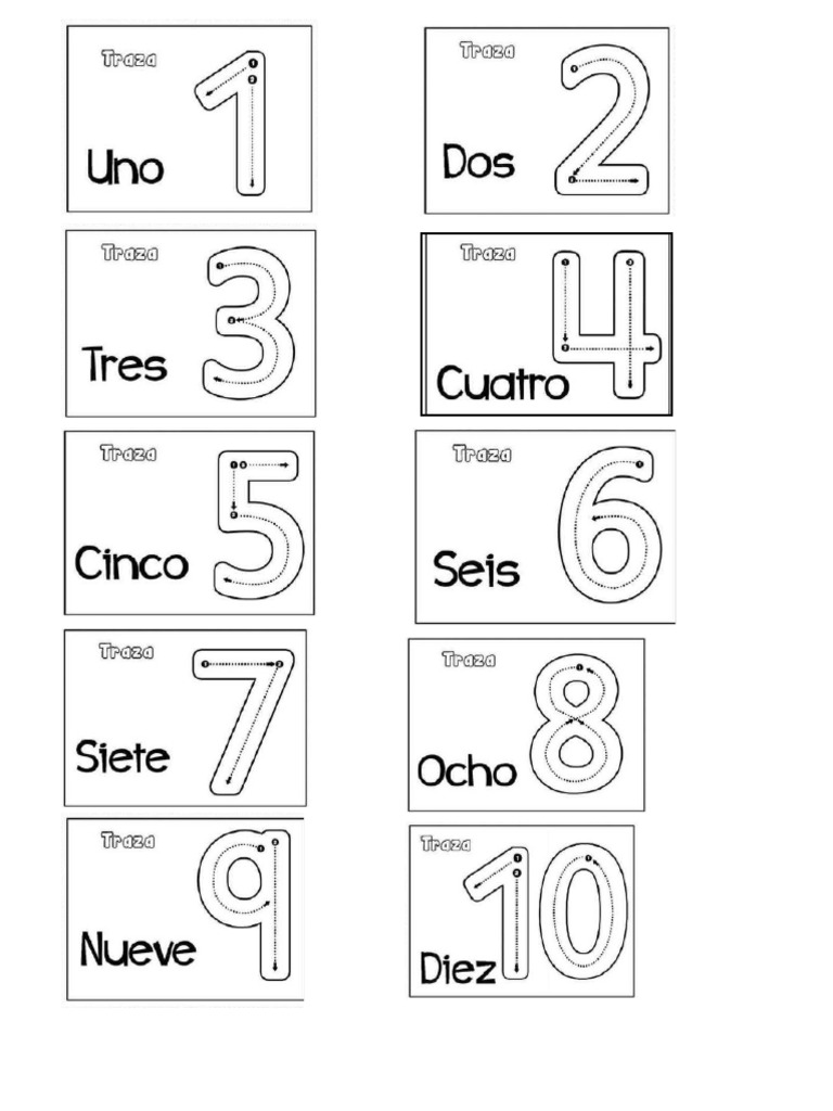 Numeros Del 1 Al 10 para Trazar | PDF