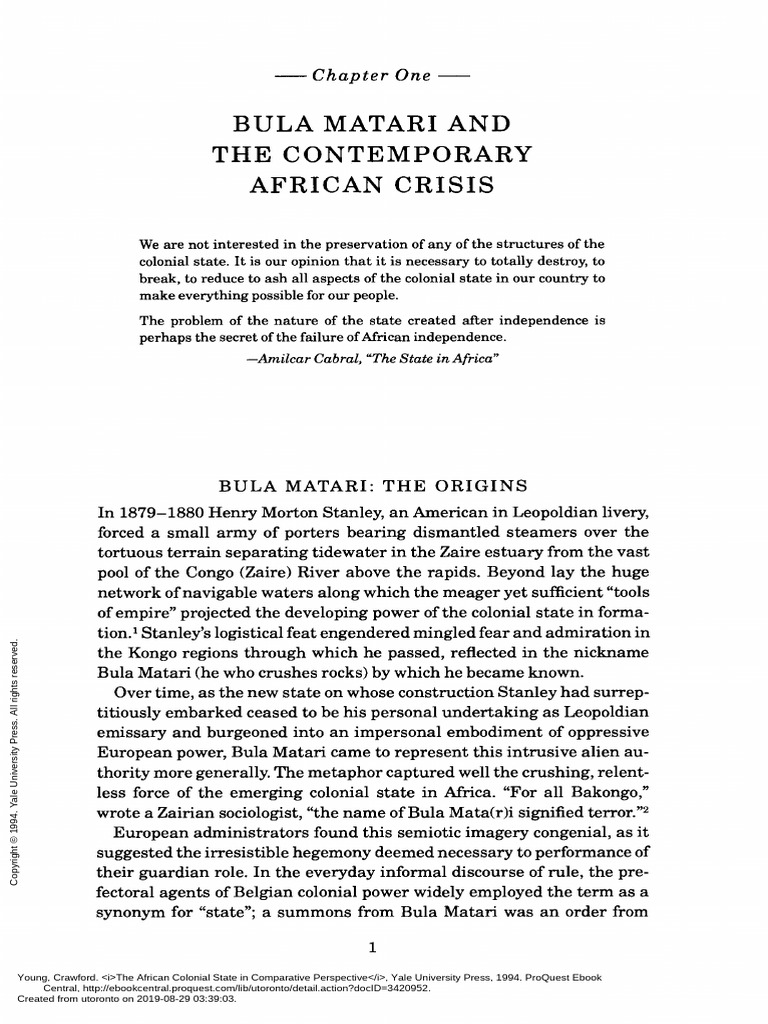 Young, 1994, The African Coloniial State in Comparative Perspective ...