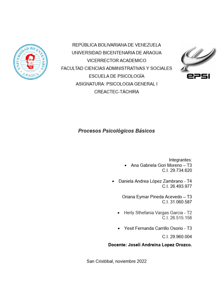 Procesos Psicologicos PG1 | PDF | Memoria | Atención