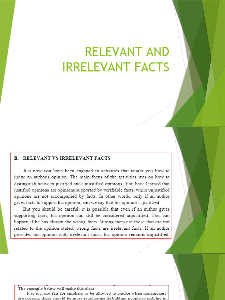 Relevant vs. Irrelevant Facts Guide | PDF