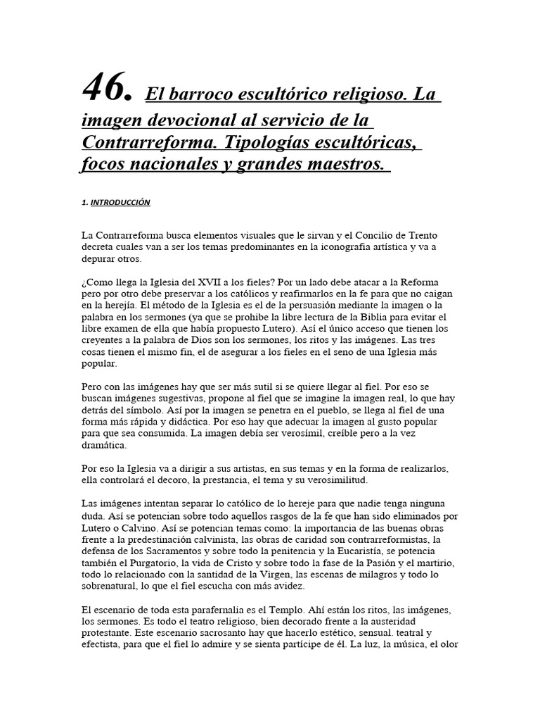 46. El Barroco Escultórico Religioso. La Imagen Devocional Al Servicio ...