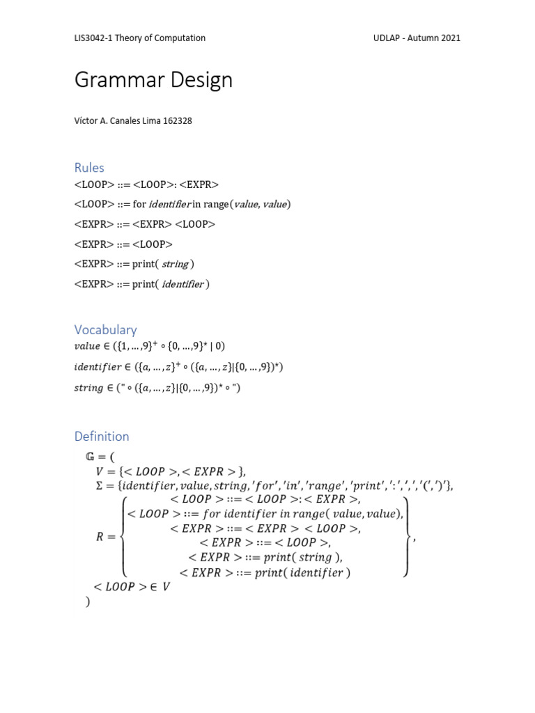 Grammar Design 162328 | PDF