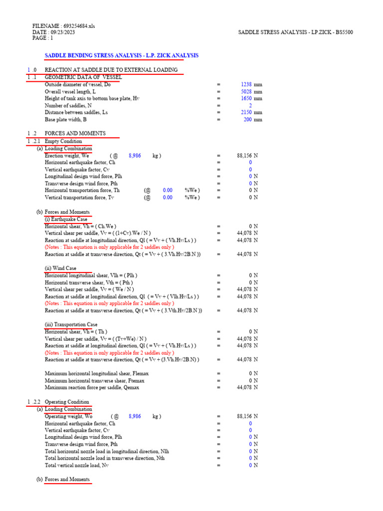 Saddle Support Calculation | PDF