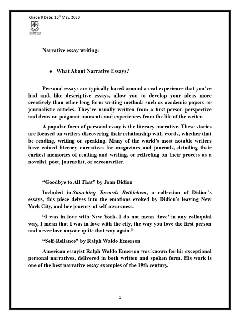 Narrative Essay Writing | PDF | Essays | Narrative