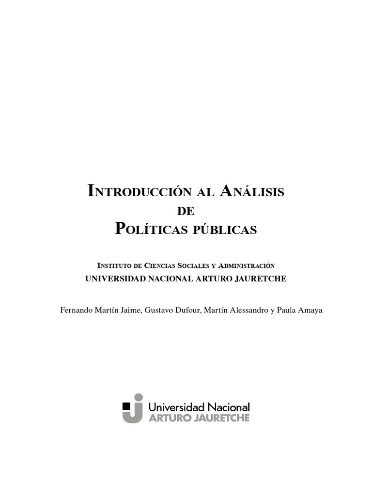 10°) Unidad 8 JAIME, DUFOUR, Etc Introducción Al Análisis de Políticas Públicas - Universidad ...
