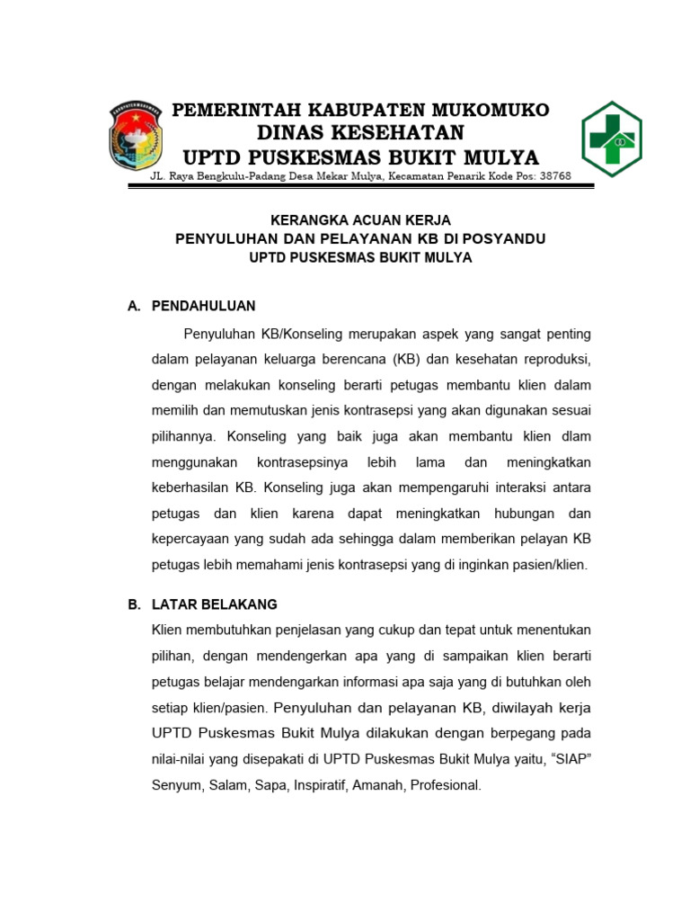 KAK Penyuluhan KB | PDF