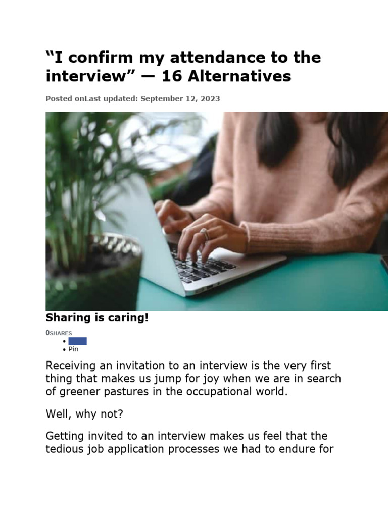 E-Mail - I Confirm My Attendance To The Interview | PDF | Job Interview | Communication