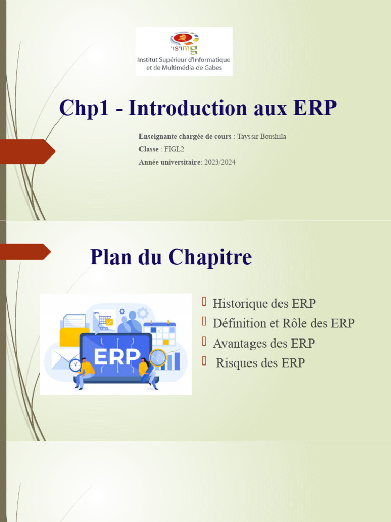 Chp1 - Introduction Aux ERP | PDF | Progiciel de gestion intégré | Gestion informatique