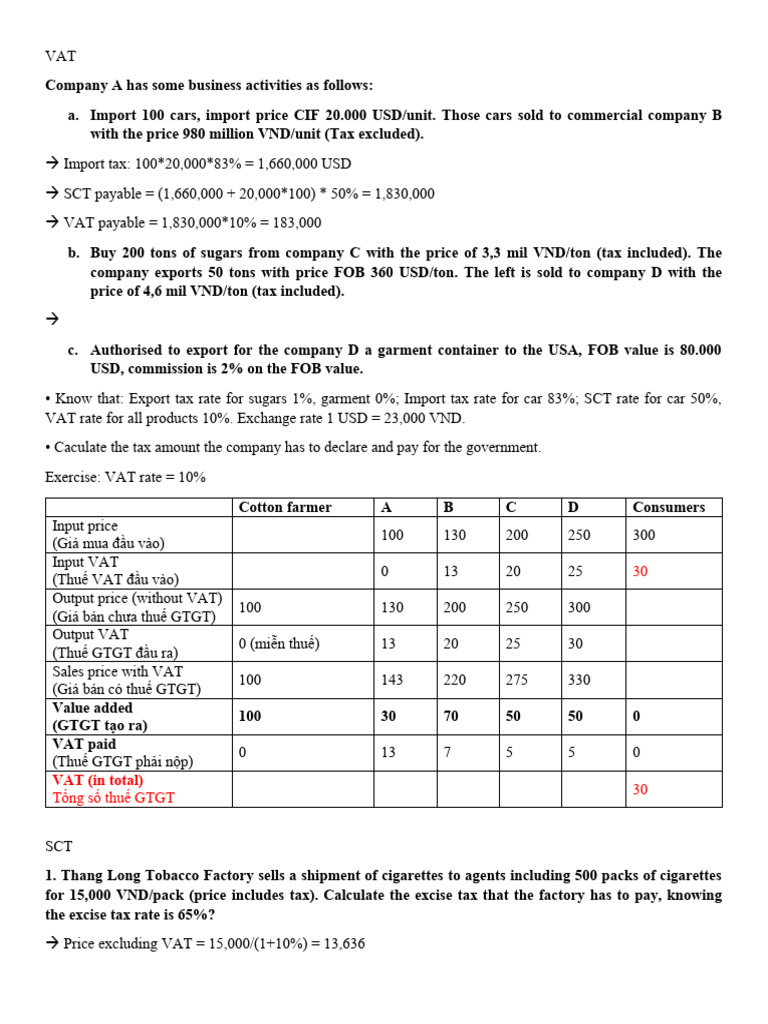 Exercises | PDF | Value Added Tax | Taxes