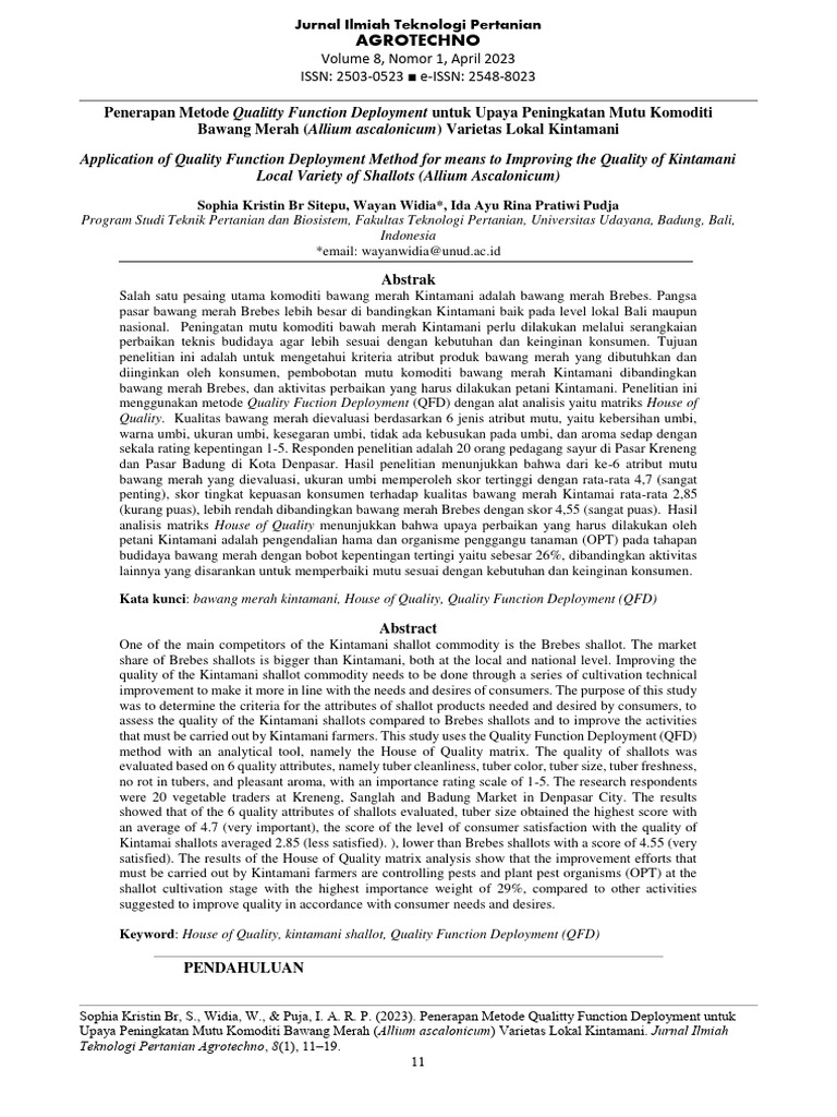 UNUD Penerapan Metode Qualitty Function Deployment Untuk Upaya ...