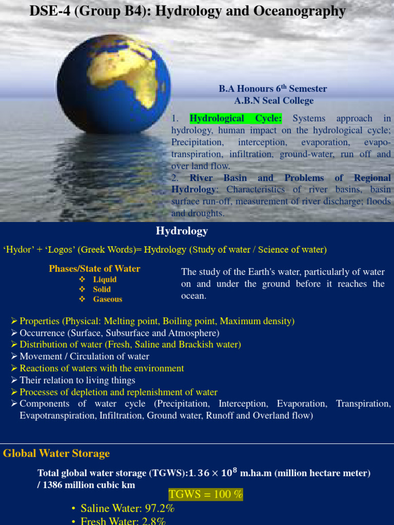 6th SEM Hydrology | PDF | Drainage Basin | Water