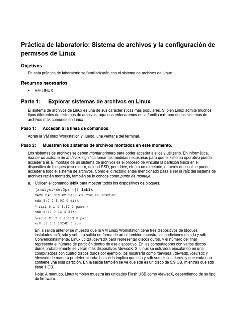 Lab Linux Filesystem And Permission Material Descargar Gratis Pdf Archivo De Computadora