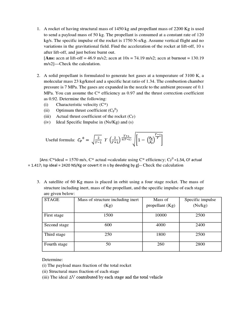 Practice Problems | PDF | Rocket | Rocket Propellant