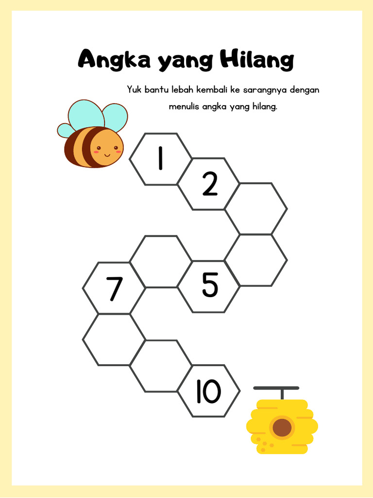 Lembar Kerja Melengkapi Angka Anak TK | PDF