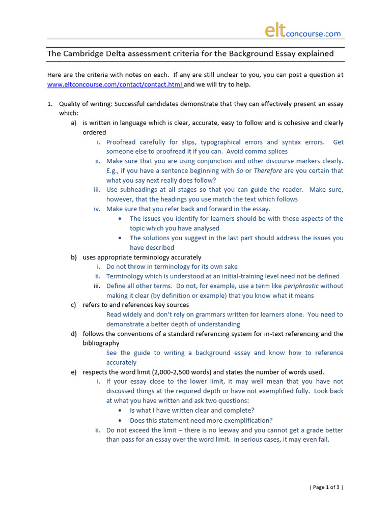ELT Concourse Delta Criteria Background Essay Explained 7 | PDF | Career & Growth | Computers