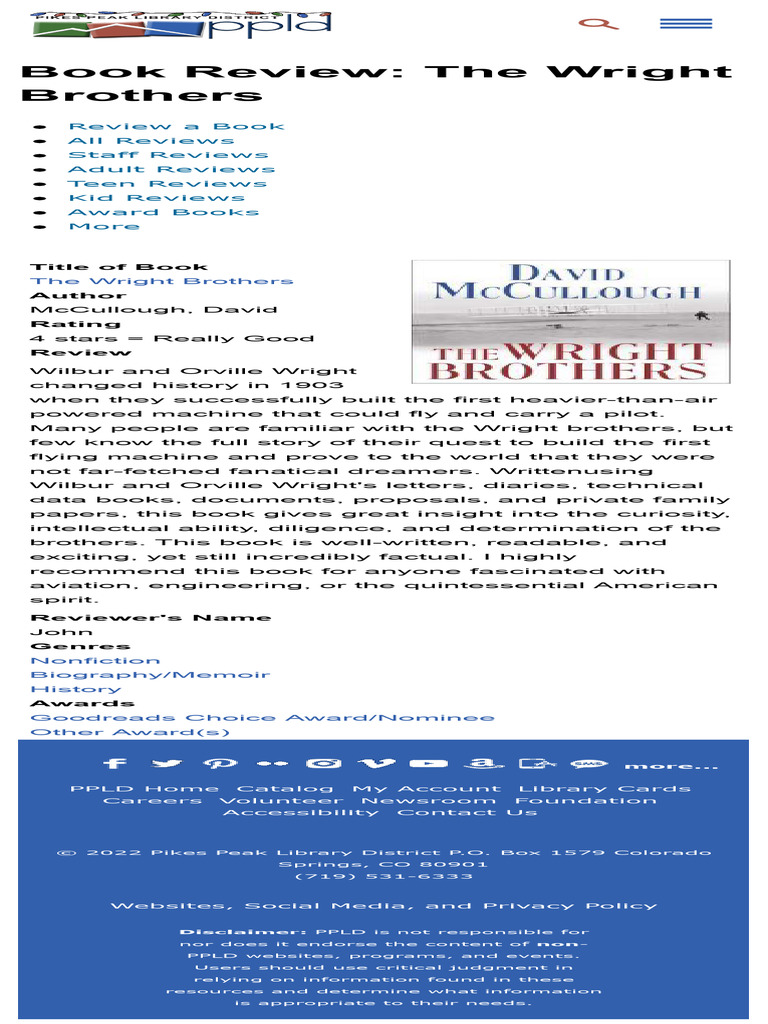 Wright Brothers Book Review | PDF