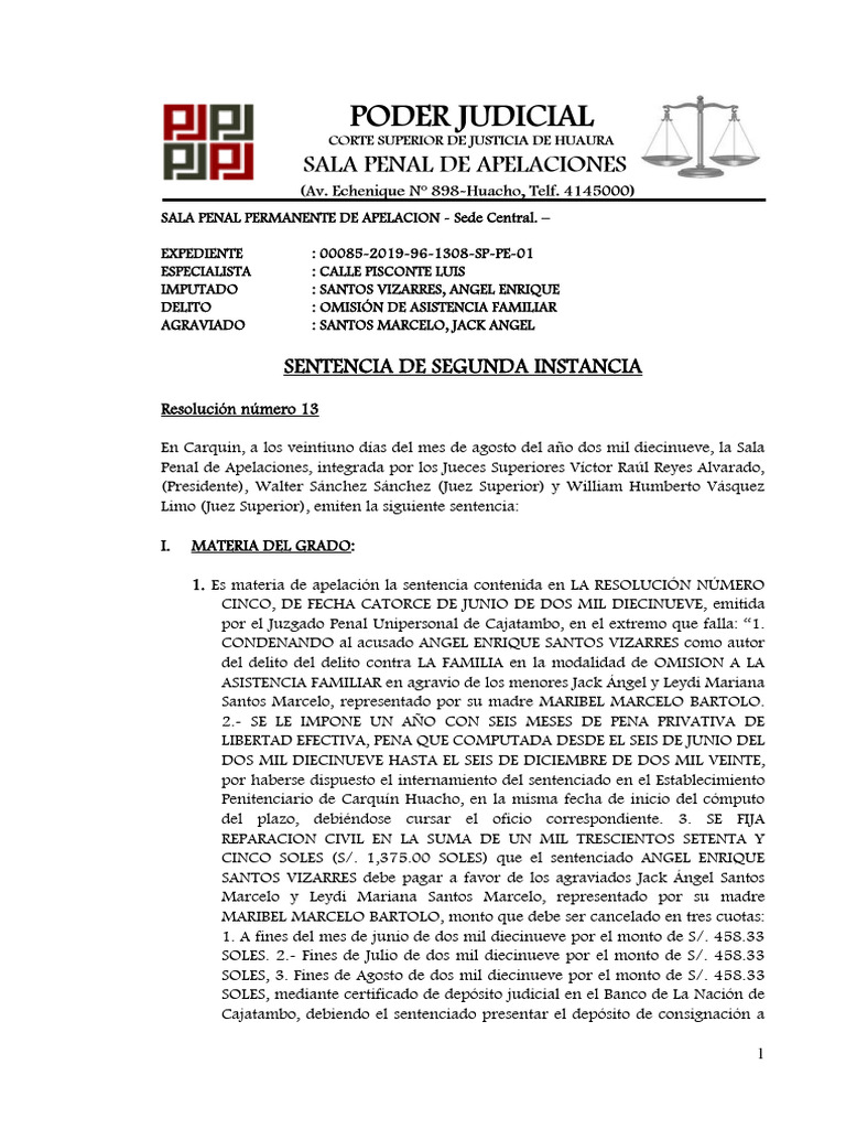 Resolucion Omision de Asistencia Familiar | PDF