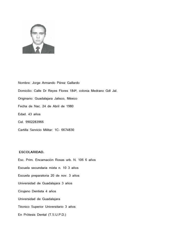 Jorge Armando Pérez: Experiencia Dental | PDF | Crecimiento personal y ...