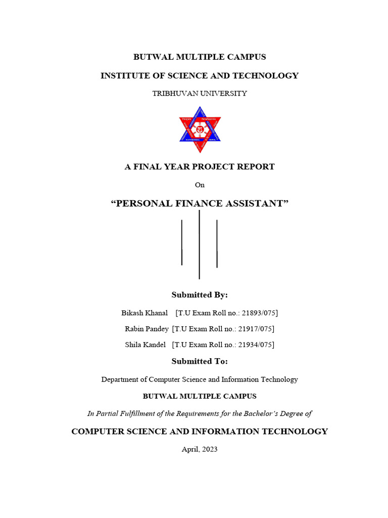 Personal Finance Assistant Project Report | PDF | Career & Growth ...