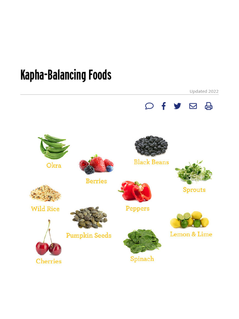 Ayurveda Kapha Foods - Balancing Kapha Dosha - Banyan Botanicals | PDF