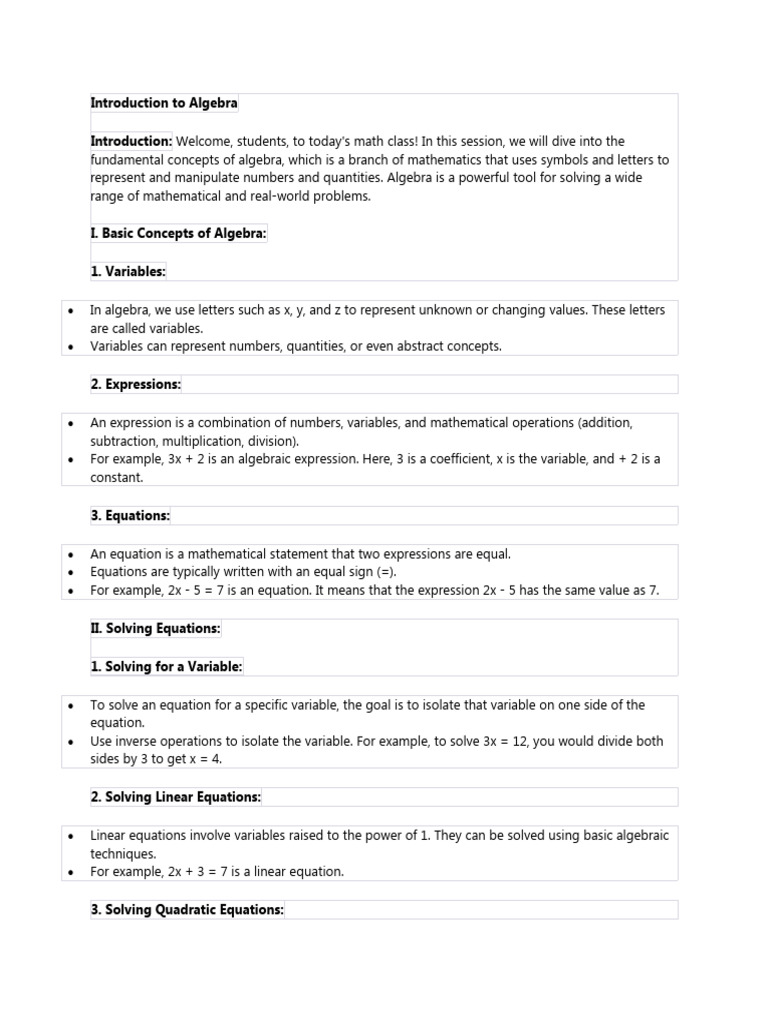 Introduction To Algebra | PDF | Equations | Algebra