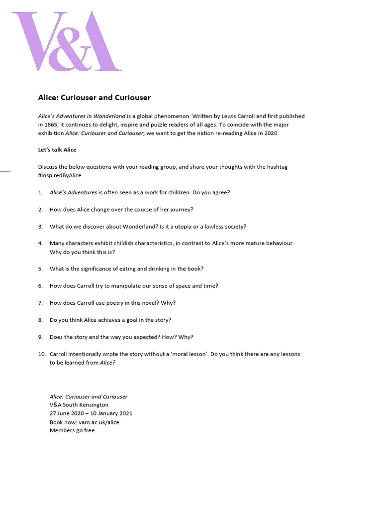 Alice in Wonderland Questions For Adults | PDF