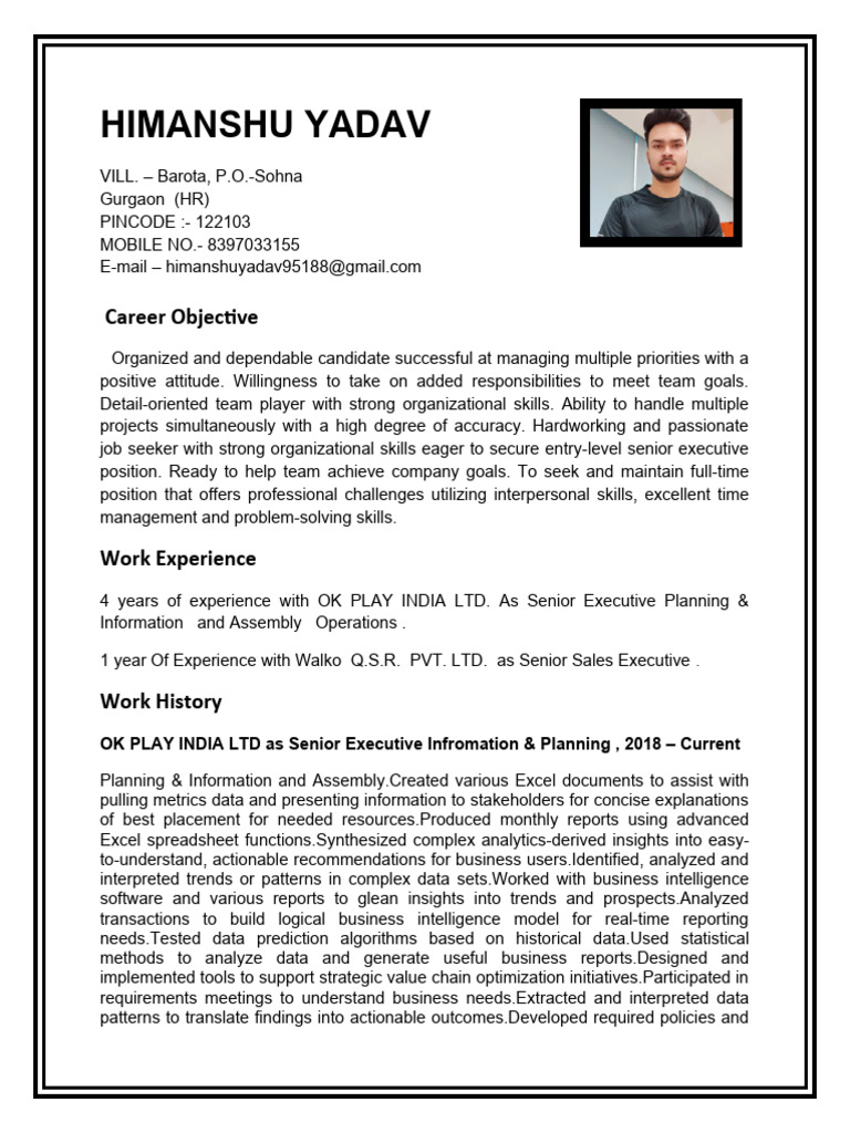 Himanshu Yadav Resume Updated 10 May | PDF Himanshu Yadav Resume Updated 10 May | PDF