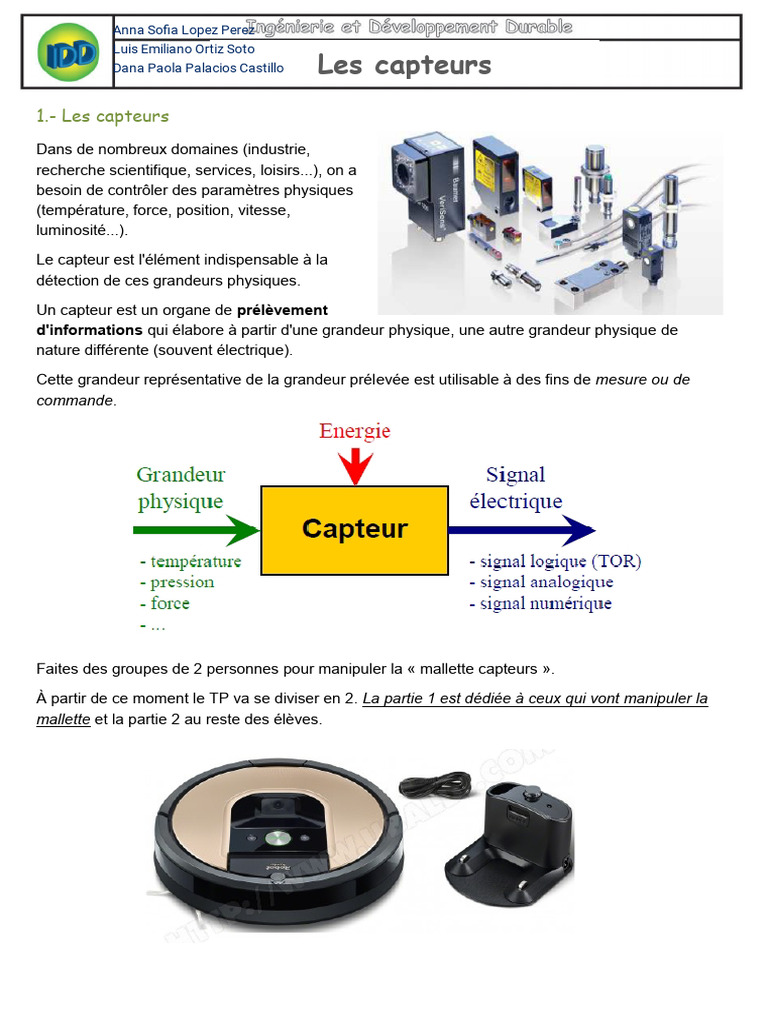 Introduction aux capteurs physiques | PDF | Capteur | Sciences physiques