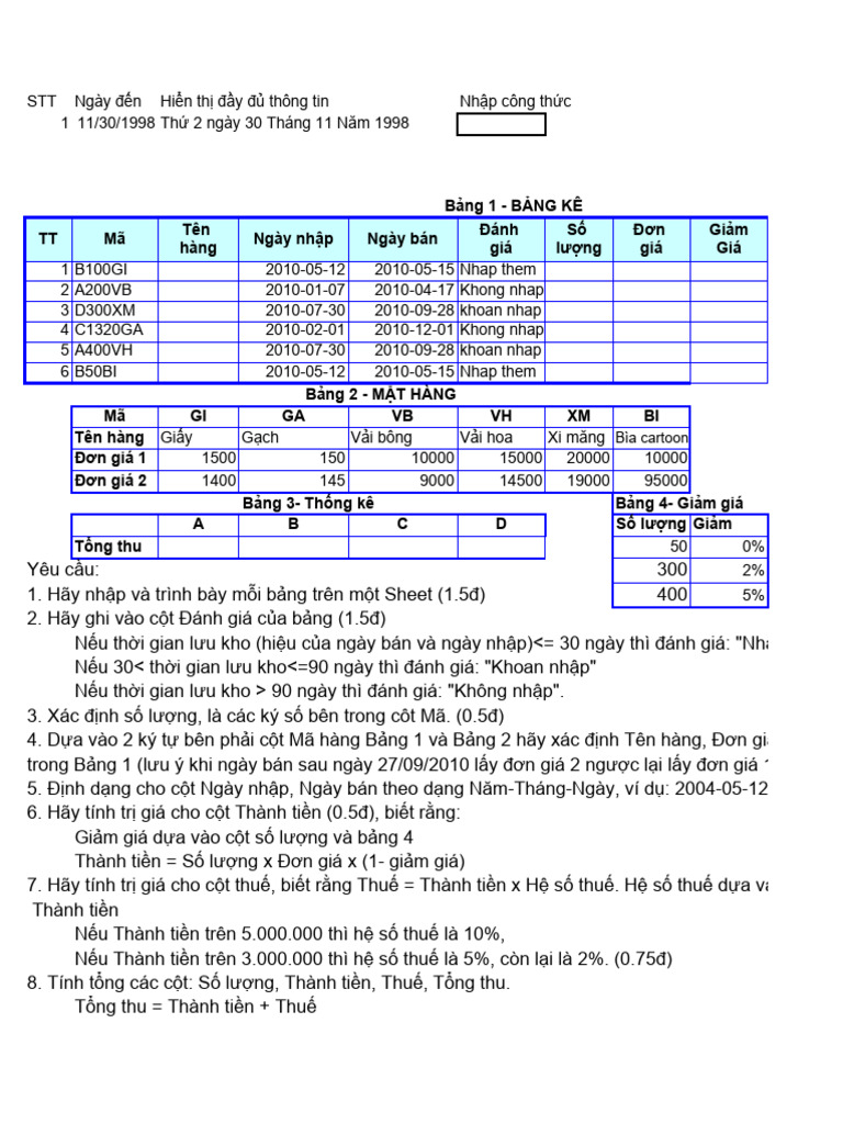5 Tong Hop Excel1 | PDF
