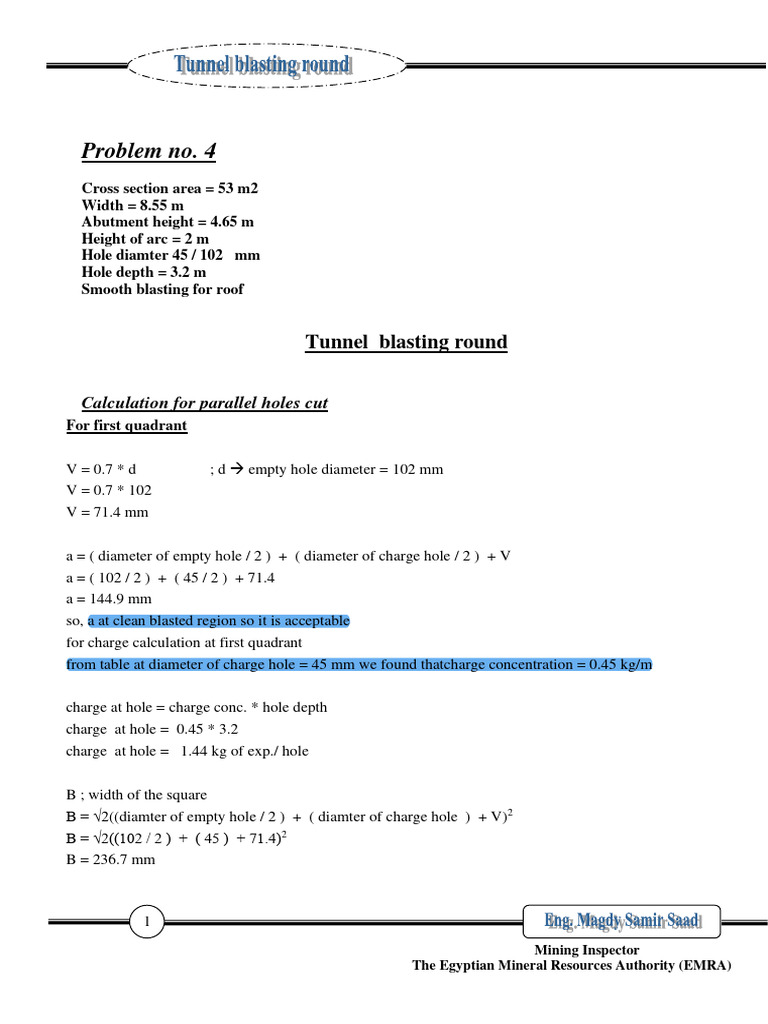 Tunnel Blasting Design | PDF