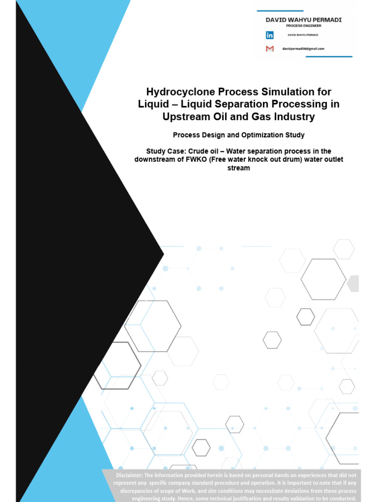 Hydrocyclone Process Simulation Using Aspen HYSYS | PDF | Fluid Dynamics | Water