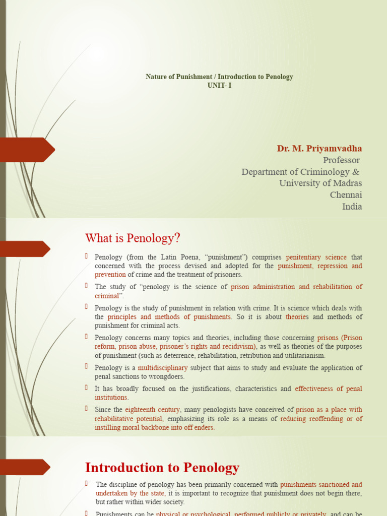Introduction To Penology | PDF | Punishments | Penology