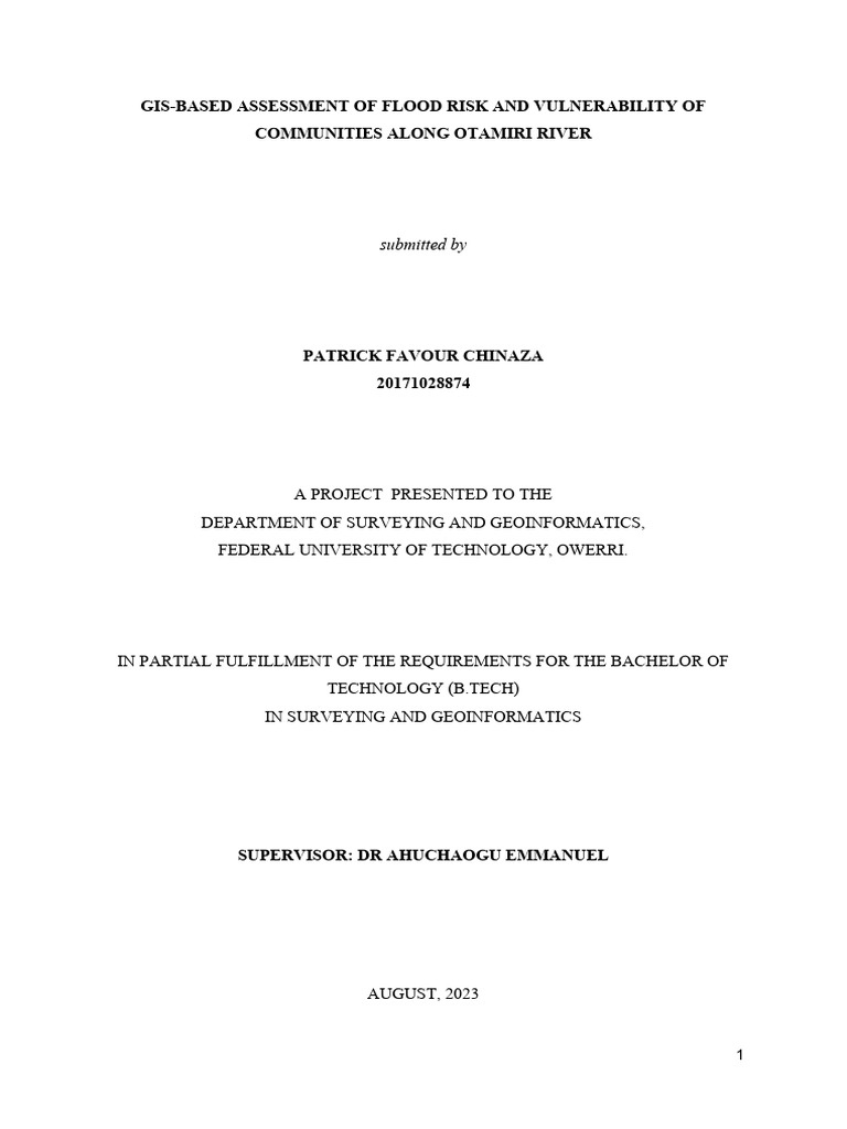 Gis-Based Assessment of Flood Risk and Vulnerability of Communities ...