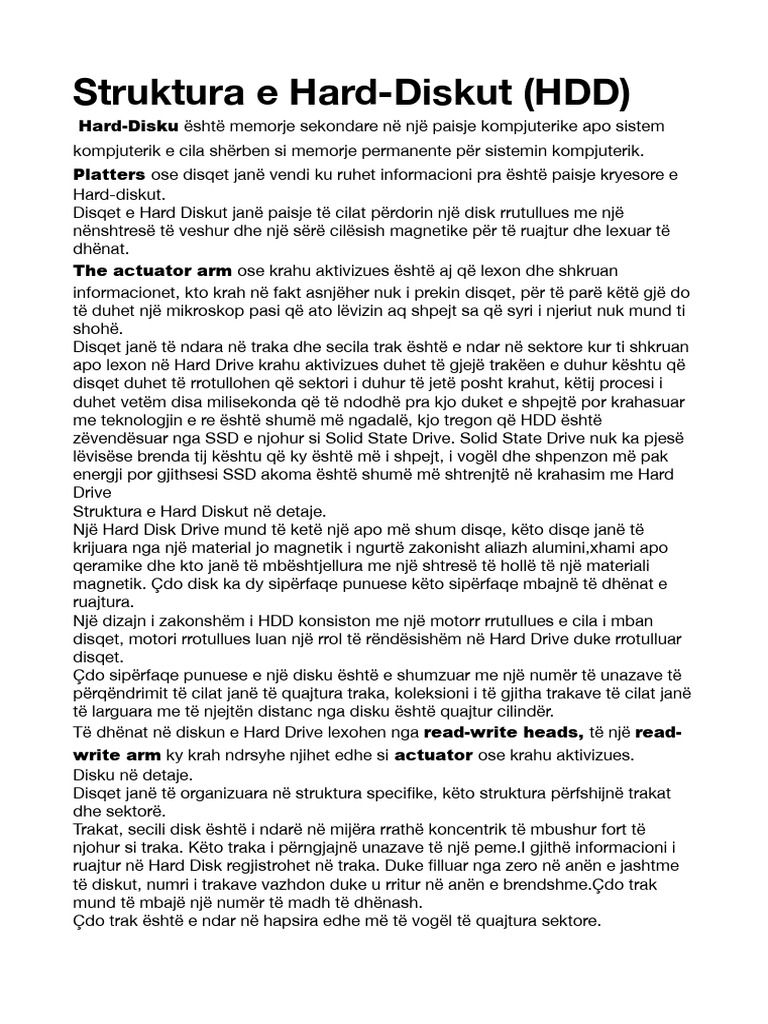 Struktura e Hard-Diskut (HDD) | PDF
